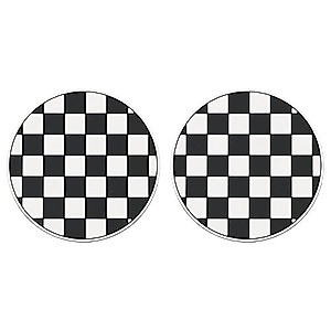Follicomfy Car Coasters for Cup Holder Silicone, Car Cup Holder Coasters Pack of 2, Fashion Black White Checkerboard Gird