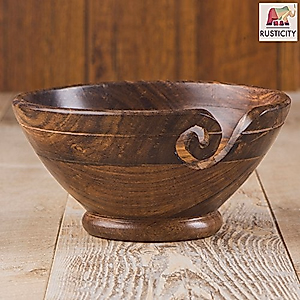Rusticity® Wood Yarn Bowl | Knitting Bowl, Crochet Yarn Holder | Handmade | 6x3 in