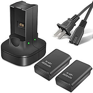 2 Pack Rechargeable Battery with Dual Charging Station Dock for Xbox 360 Controller