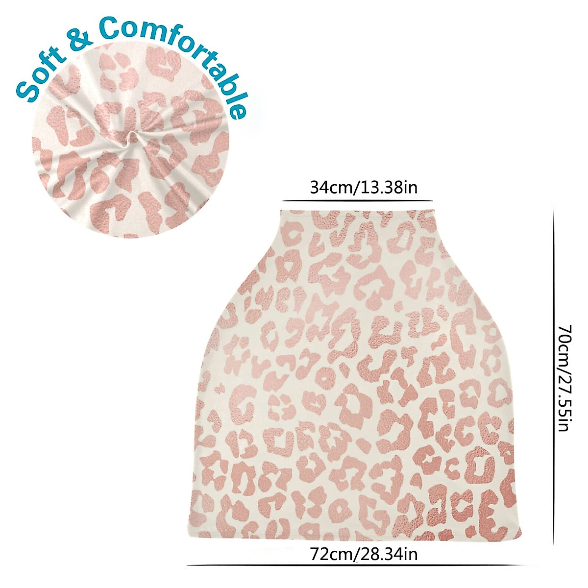 Rose Gold Leopard Print Cheetah Carseat Canopy Cover,Breastfeeding Cover Nursing Cover Scarf Breathable,Baby Car Seat Cover