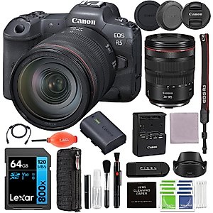 Canon EOS R5 Mirrorless Digital Camera with 24-105mm f/4L Lens Bundle with Advanced Accessories | 4147C013 |Canon eos r5