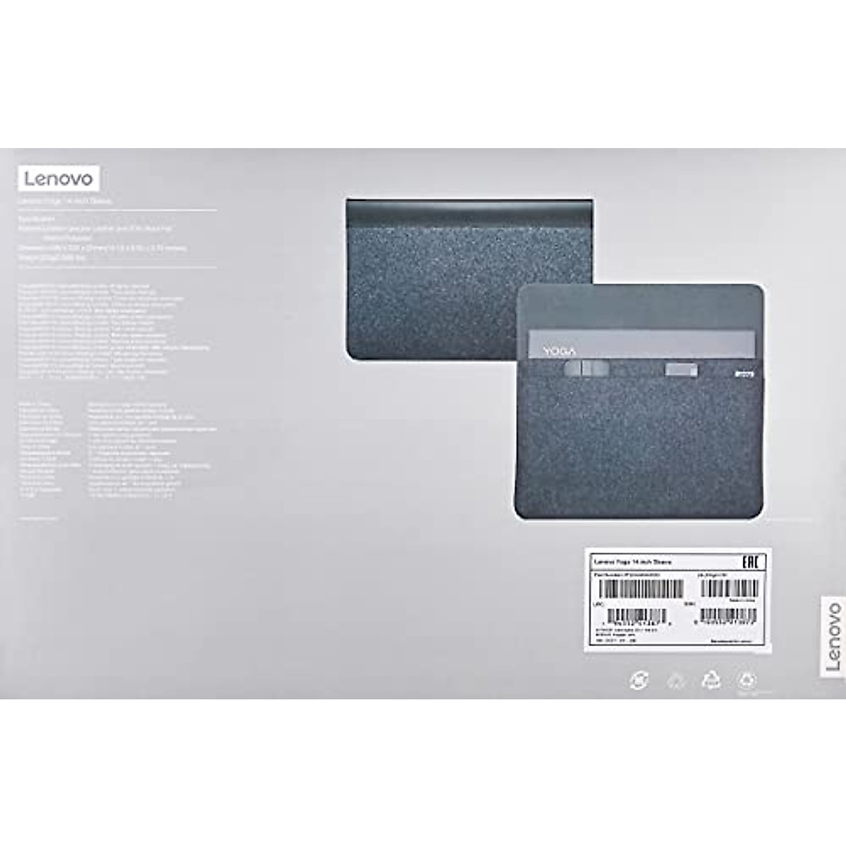 Lenovo Yoga Laptop Sleeve for 14-Inch Computer, Leather and Wool Felt, Magnetic Closure, Accessory Pocket, GX40X02932, Black