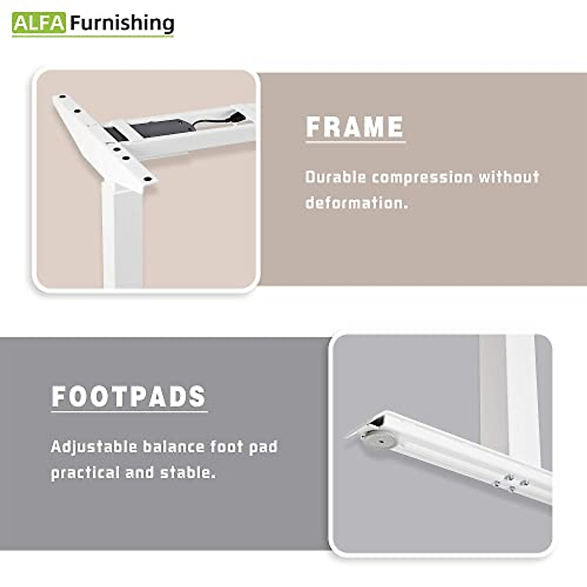 ALFA FURNISHING Quick Install Standing Desk Frame Dual Motor Electric Sit to Stand Desk Base Stand Up Desk Legs for 43-79 Inch Desktop, with 4 Pre-Set Memory (Frame Only)