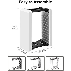 Eddrence PS5 Game Storage Tower Universal Games Storage Tower Stores 12 Game or Blu-Ray Disks Game Holder Rack for PS4, PS5, Xbox One, Xbox Series X/S, Nintendo Switch Games and Blu-Ray Disks