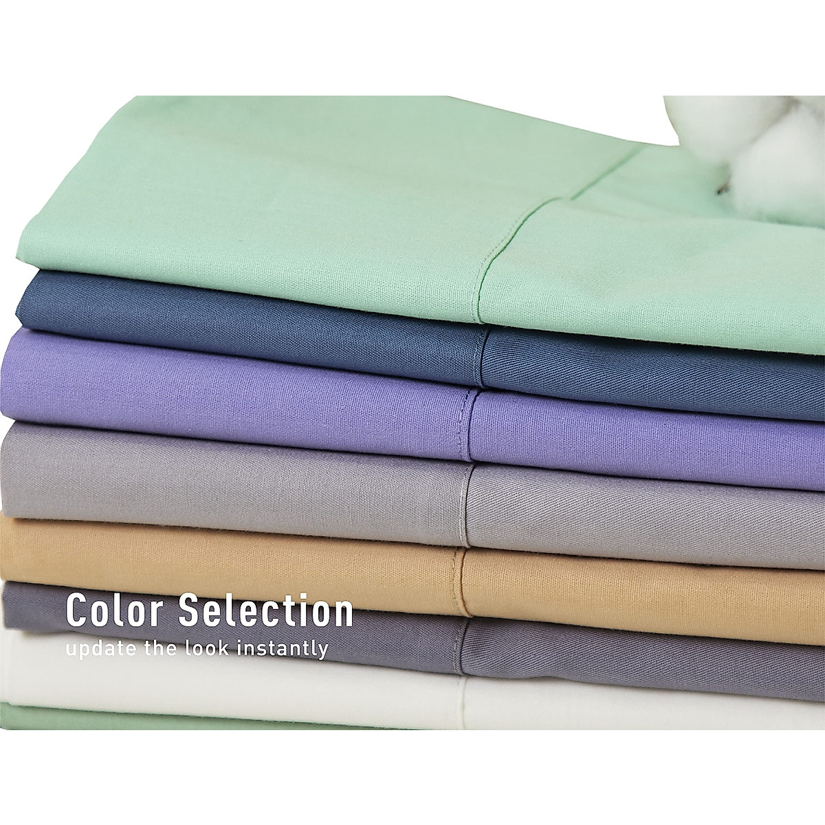 Sunflower Queen Pillowcases Set of 2, 100% Cotton Queen Pillow Cases 2, 20×30 inches Bright White, Soft and Breathable