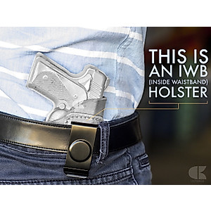 OUTBAGS USA LS2SHIELDX (Brown-Right) Full Grain Heavy Leather IWB Conceal Carry Gun Holster for Smith & Wesson M&P Shield 9mm / 40 S&W with Crimson Trace Laser. Handcrafted in USA.