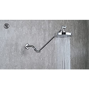 15 Inch Extra Long Adjustable Shower Head Extension Arm With Locking Set Screw, Singing Rain Solid Brass Chrome Finish Angle Height Adjustable, Easy To Install, G1/2 Universal Connector Compatible