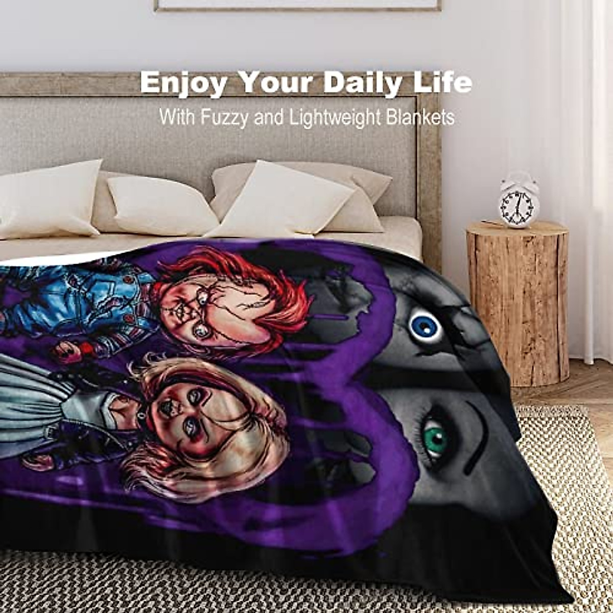 Chucky Flannel Blanket Air Conditioner Blanket Horror Movie Lightweight Soft Throw Blanket for Couch Bed Sofa 50"x60"
