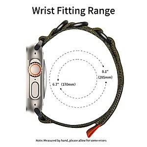 Kawoco Sport Bands Compatible with Apple Watch Ultra Band 49mm 45mm 44mm 42mm, Rugged Adjustable Breathable Braided Leather Combination Strap Men for iWatch Ultra 2 Series 9 8 7 6 5 4 3 SE Army Green