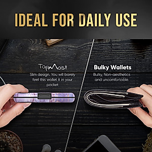 TopMost RFID-Blocking Aluminum Wallet Credit Cards Holder for men & women - Slots for 12 Cards And Bills (Marble Texture)