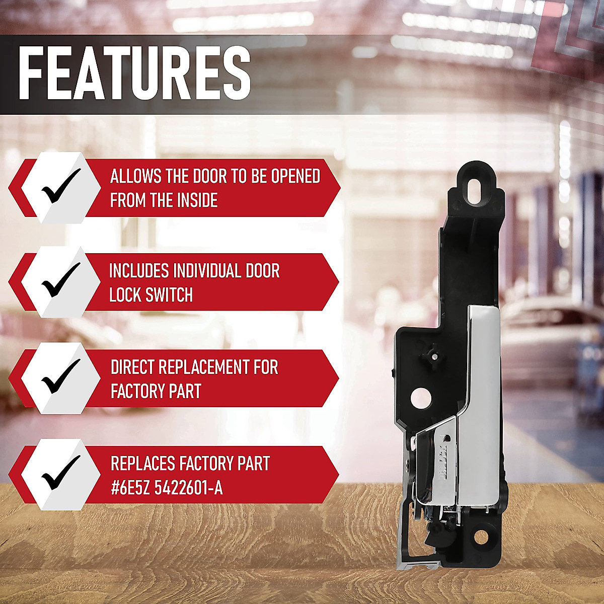 Front Left Interior Door Handle Chrome - Compatible with Ford, Lincoln and Mercury Vehicles - Fusion 2006 - 2012, MKZ 2007 - Zephyr, Milan - Replaces 6E5Z 5422601-A, 81702, 6E5Z5422601A, 92813