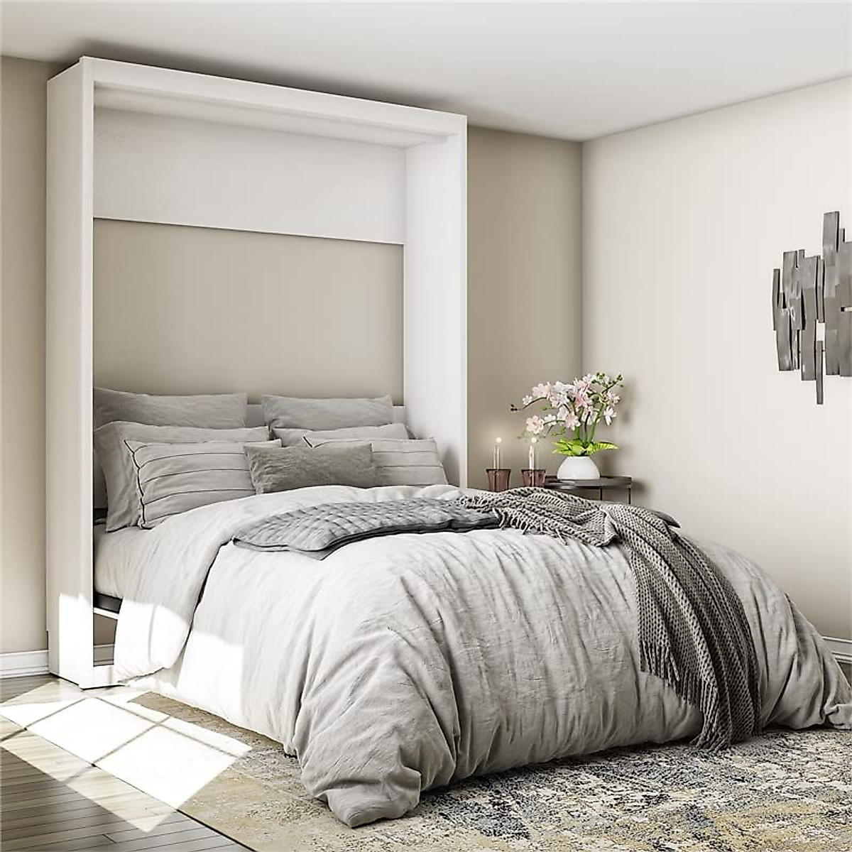 Signature Sleep Modern Wood Queen Murphy Wall Bed in Ivory Oak