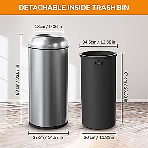 BEAMNOVA Bundle Black 15 x 31.5 in + Gold 9.8 * 24 in Commercial Stainless Steel Trash Can with Lid Garbage Enclosure Inside Barrel Heavy Duty Waste Container