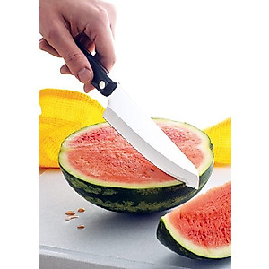 CUTCO Model 3738 Hardy Slicer.6.3" High-Carbon Stainless Double-D® serrated blade.5.7" Classic Brown handle (sometimes called black).In factory-sealed plastic bag.