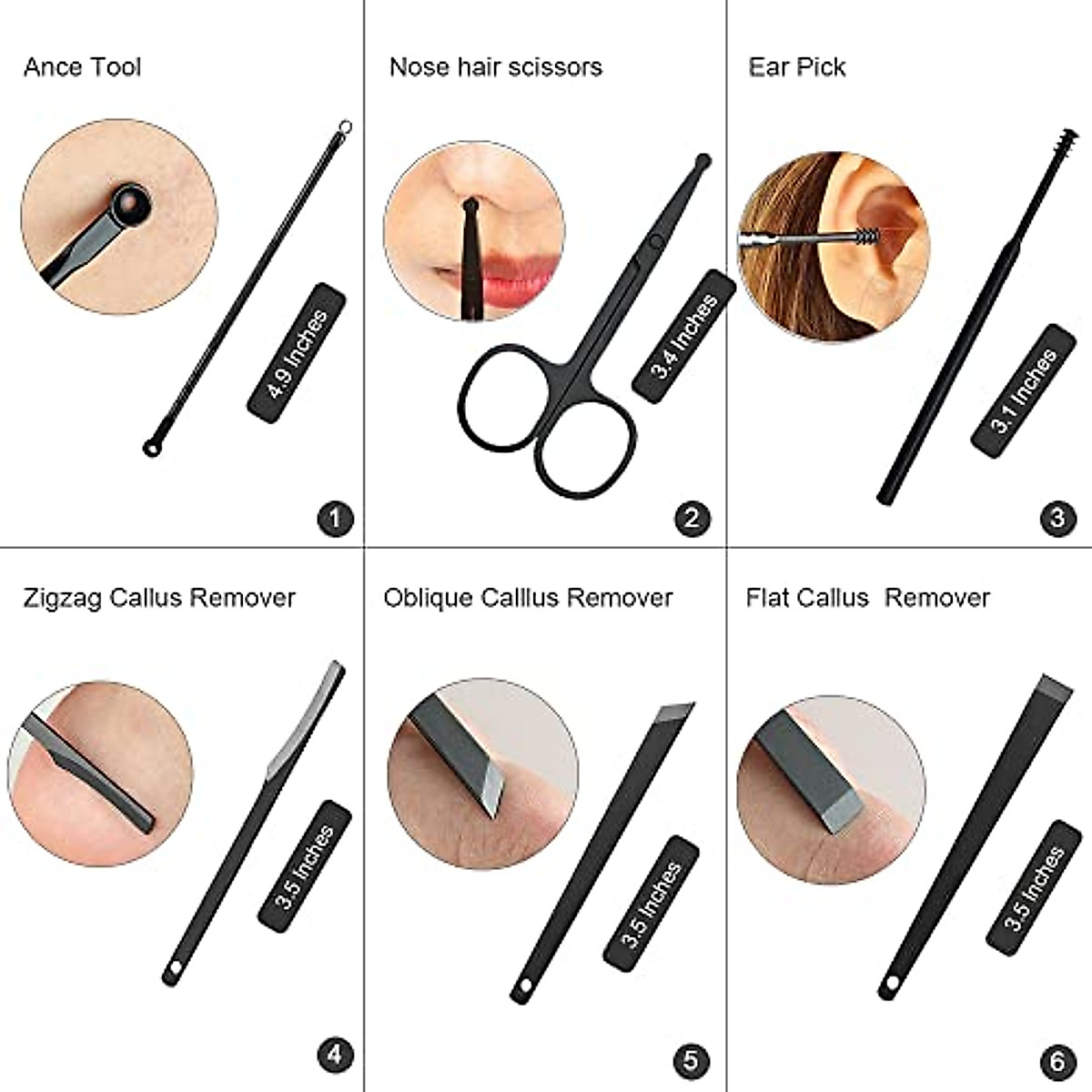 ZIZZON Manicure Set 18 in 1 Professional Pedicure Set Nail scissors Grooming Kit with Leather Travel Case (Black/Yellow)