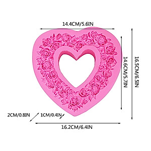 Shan-S Valentine Silicone Molds,3D Heart Rose Chocolate Molds,Fondant Mold Embossed Love Garland Mould, Heart Wreath Mould,DIY Cake Decoration Mousse Cheesecake Desserts Model Baking Pastry Tool,Pink
