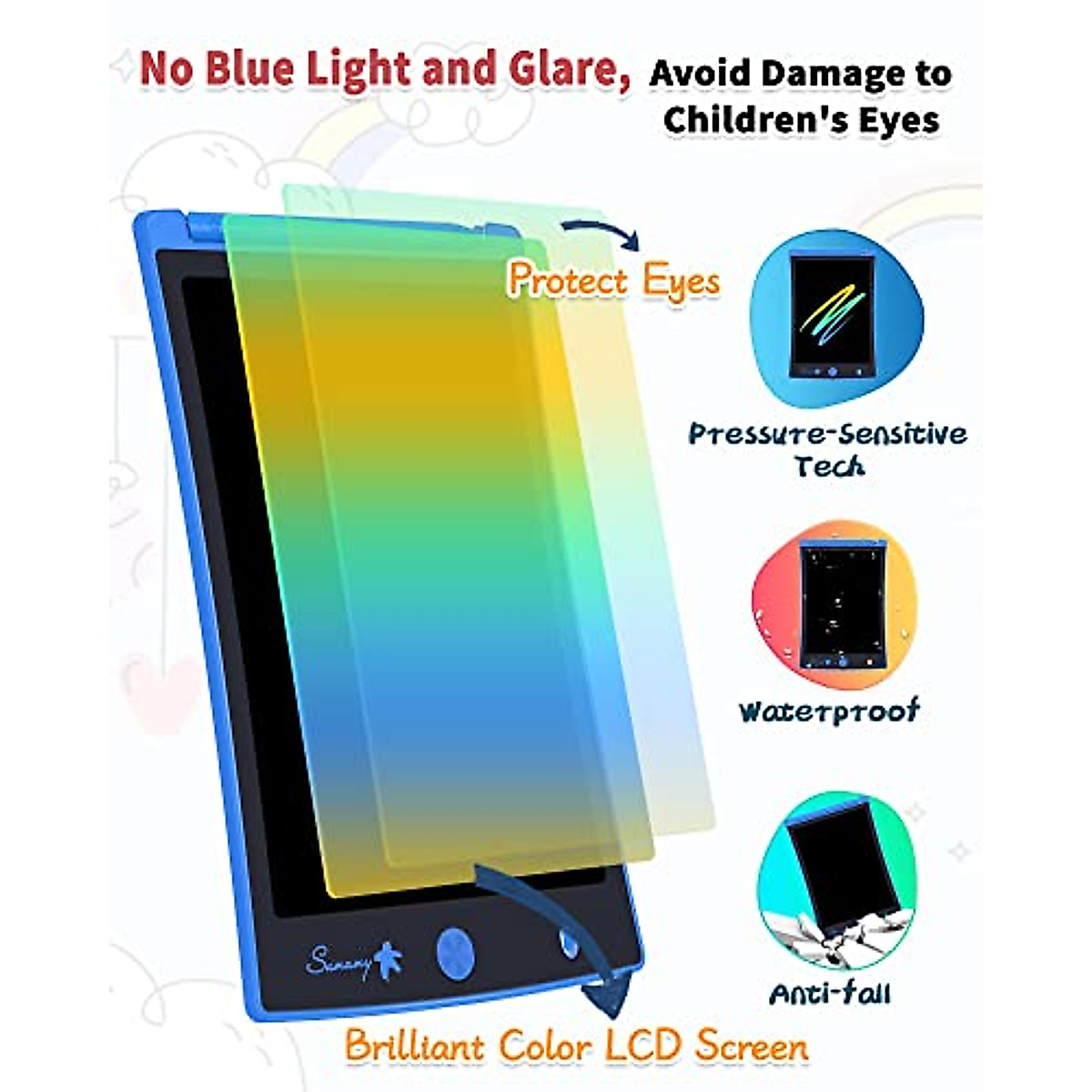 LCD Writing Tablet,Electronic Writing &Drawing Board Doodle Board,Sunany 8.5" Handwriting Paper Drawing Tablet Gift for Kids and Adults at Home,School and Office (Blue)