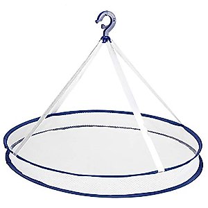 Alvinlite Mesh Hanging Dryer Rack, Foldable Clothes Laundry Hanging Net Single Layer Sweater Drying Rack for Home Use