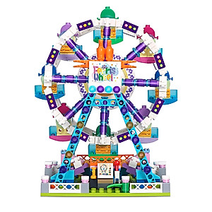 Girls Building Blocks Set Toy，653pcs Micro Mini Building Blocks, Ferris Wheel Toy, Carnival Amusement Park STEM Construction Kits for Kids, Girls Gift for Age 6-12 Years Old 4 (l) 4 (w) 5.5 (h) inch