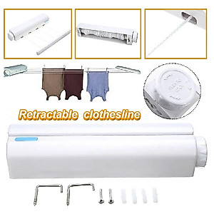 Retractable Folding Clothesline, Drying Rack Telescopic Retractable Clothesline, Indoor Drying Rope Hanger 4 Lines or 5 Lines, Drying Rope Hanger (Size : Fourth line)