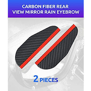 ESEWALAS 2 Pieces Carbon Fiber Eyebrow Side Mirror Rain Guard Sticker,Car Rear View Mirror Rain Visor Guard,Rear View Side Mirror Rain Eyebrow,Car Rear View Mirror Snow Ice Mirror Covers (Black)