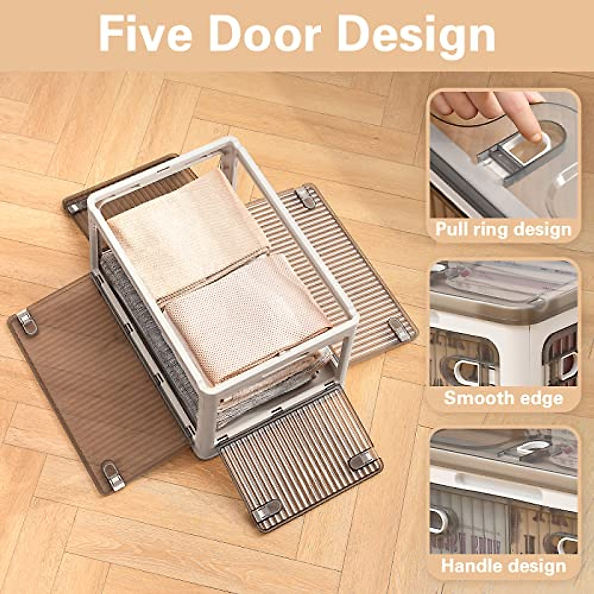 Miuzychael Storage Bins with Lids,Closet Organizers and Storage,Stackable Closet Organizer,14.3Gal Storage Box,5 Doors Storage Cabinet,Plastic Car Organizer,Storage Bins with Wheels