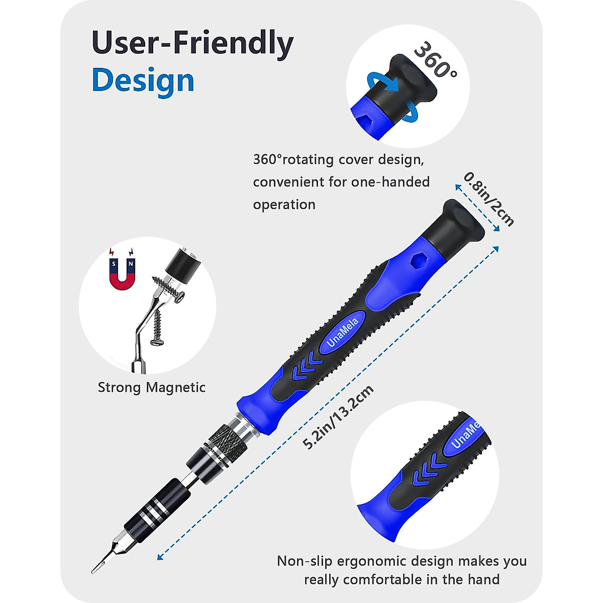 UnaMela Electronics Precision Screwdriver Set: 61 in 1 Small Magnetic Repair Tool Kit Mini Screw Driver with Case for Computer, Laptop, PC, iPhone, Xbox, PS4/5, Controller, Gamer Tech Gifts for Men