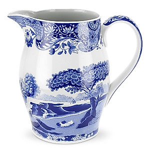 Spode Blue Italian Pitcher | 3.5 Pint Capacity | Home Décor for Mantel or Centerpiece | Use as a Water Jug or Flower Vase | Made of Fine Porcelain | Dishwasher Safe