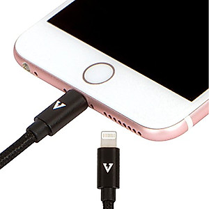 vCharged iPhone Charger Cable 2ft, 2 Pack Apple MFi Certified Lightning Cables Premium Nylon Braided Fast Charging USB Cord for iPhone 14 Pro Max, 13, 12, 11/Mini, XR, XS/Max, X, iPad, Airpods - Black