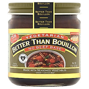 Better Than Bouillon Vegetarian No Beef Base, Made with Seasoned Vegetables, Certified Vegan, Makes 9.5 Quarts of Broth, 38 Servings, 8-Ounce Jar (Pack of 2)