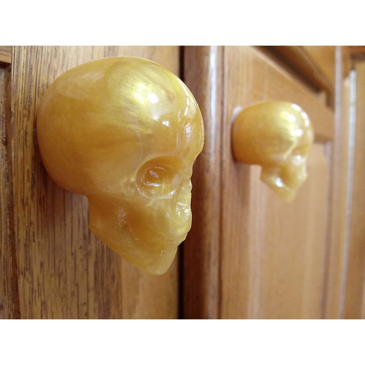 Gold Skull Door Knobs Drawer Knobs (Set of 2)