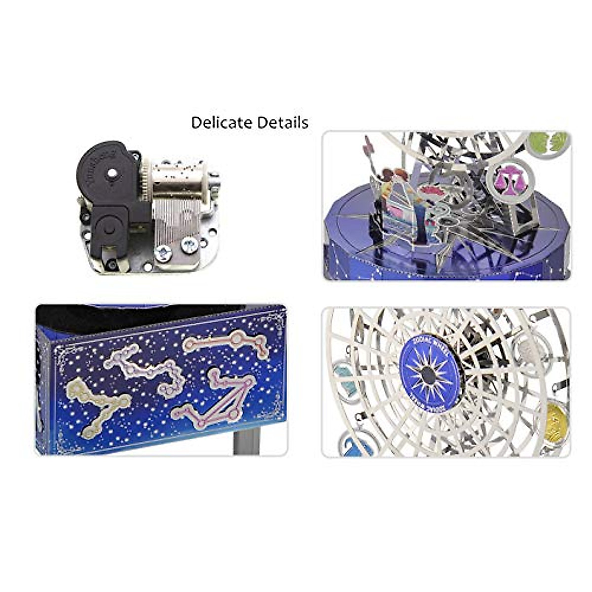 Microworld 3D Metal Puzzle, Music Box Zodiac Ferris Wheel Metal Model Kits, DIY 3D Puzzle Art Craft Gift Toy for Teen (Castle in The Sky)