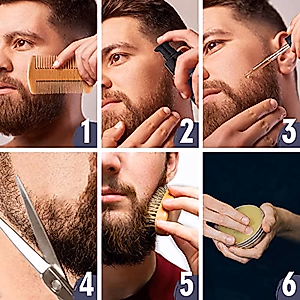 Lionmane Beard Care Gifts Kit for Men, Beard Mustache Grooming Kit-Beard Balm, Beard Wash, Beard Oil, Brush, Scissors, Father's Day Birthday Anniversary Daily Gifts for Husband/Boyfriend/Dad/Him