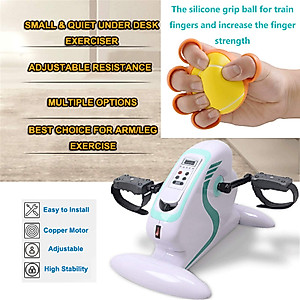 Apkaf Fitness Motorized Exercise Bike with Leg Protector, Electric Pedal Exerciser for The Elderly and Seniors, Electronic Physical Therapy Rehab Bike Trainer with Bonus Grip Strength Ball