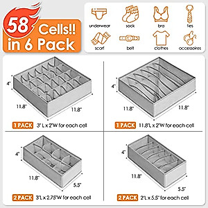 14 Pack Sock Underwear Drawer Organizer Dividers, Foldable Fabric Dresser Drawer Organizers for Clothing, Bra, Sock, Undies, Tie, Belt, Scarf