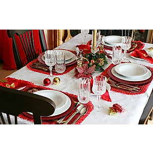 Yesland 12 Pack Charger Plates with Hammered Rim, 13 Inch Plastic Red Charger Round Decorative Dinner Chargers, Embossed Charger Serving Plates for Wedding, Dinner Parties, Tabletop