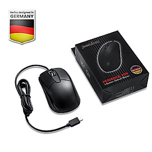 Perixx PERIMICE-209C USB Type C Wired Optical Mouse - 5.9 Ft Cable - 1000 DPI - Black, (11994)