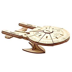 Star Trek The Next Generation U.S.S. Enterprise 3D Wood Puzzle & Model Figure Kit (50 Pcs) - Build & Paint Your Own 3D Space Ship Toy - Educational Gift for Kids & Adults, No Glue Required, 10+ 