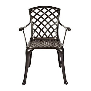 TITIMO Outdoor Bistro Dining Chair Set Cast Aluminum Dining Chairs for Patio Furniture Garden Deck with Lattice-Weave Design, Set of 2,Home Living Room（Mesh Design Chair）