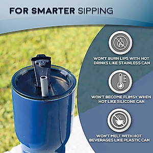 HotSips SingleSips Reusable Drinking Straw with Petite Travel Case, Made in USA, Medium 8-20 Cold or Hot, Coffee, Tea, Water Perfect On-The-Go Portability Dishwasher Safe BPA Free Food Grade