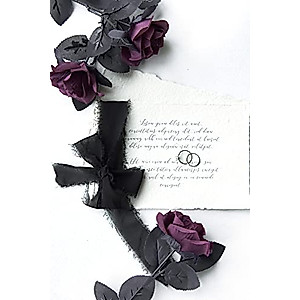 Kainonnan 3 Rolls Black Silk Ribbon Chiffon Ribbon Handmade Fringe Ribbon 1.5" x 7Yd Ribbon for Gift Wrapping Wedding Invitations Wedding Bouquets Decor (Black)