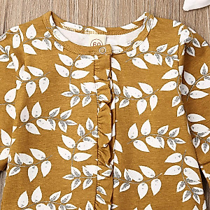 Ayalinggo Newborn Baby Girl Boy Romper Jumpsuit Footed Romper Ruffle Footie Bodysuit Fall Winter Outfit Clothes (Floral Footies, 0-3 Months)