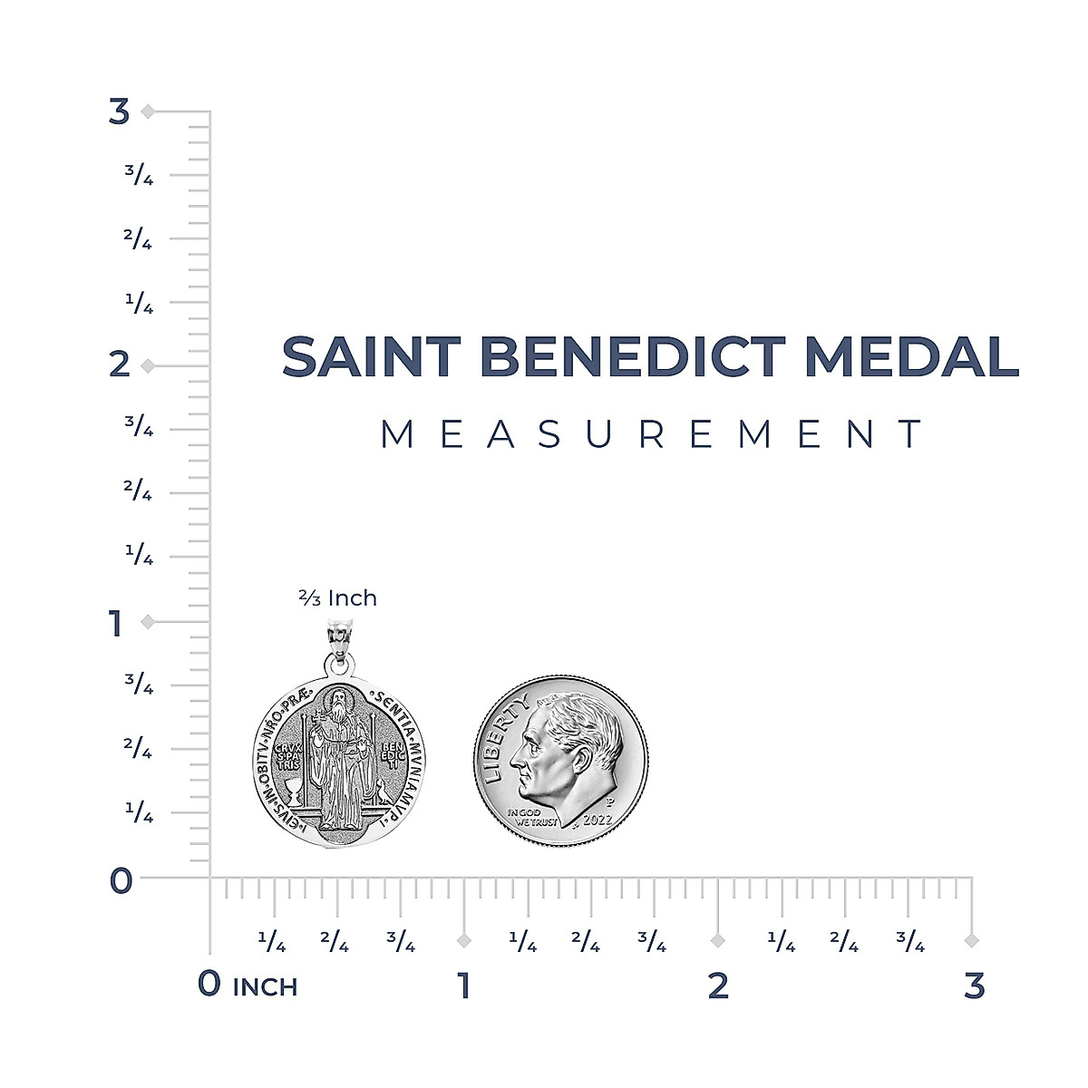 PicturesOnGold.com Saint Benedict Round Religious Medal EXCLUSIVE - 14k Yellow Gold - 3/4 x 3/4 Inch