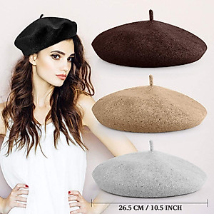 QUACOWW 4 Pieces Beret Hats for Women, Beret Hat French Style, Beanie Hats Fashion Ladies Beret Caps Outdoor Hat (Black, Brown, Gray, Khaki)