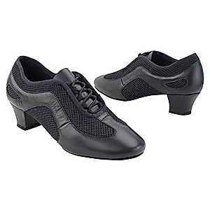 Very Fine Dancesport Shoes Ballroom Practice Lady Dance Shoes CD702BBX Black Leather - Size 6.5