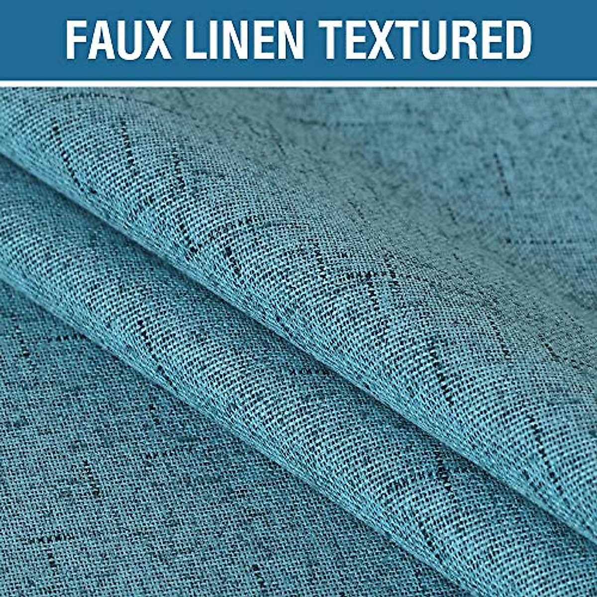 H.VERSAILTEX 100% Blackout Curtains for Bedroom 96 Inches Long Grommet Linen Face Full Light Blocking Curtain Drapes for Living Room Thermal Insulated Linen Look Curtains 2 Panels Set, Teal Blue