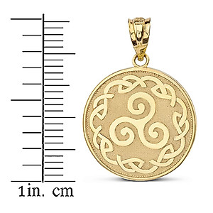 Solid 10k Yellow Gold Triskele Triskelion Triple Spiral Celtic Knot Disc Charm Pendant