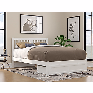 AFI Tahoe Twin XL Size Platform Bed with Foot Drawer & Charging Station in White