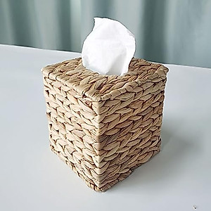 1 Piece Wicker Napkin Holder Square Napkin Tray Wicker Storage Basket Towel Holder Wicker Basket Wicker Towel Basket Hand Towel Storage Tray Napkin Basket Tissue Dispenser with Lid
