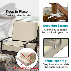 NettyPro Outdoor Cushion Slipcovers Waterproof 4 Pack Patio Chair Seat Cushion Covers with Zipper and Tie, 22 x 20 x 4 Inch, Replacement Cover Only, Khaki